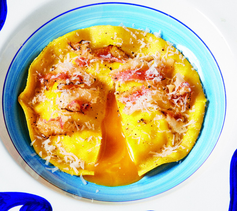 Recipe: Big Mamma's giant raviolo carbonara - InDepth